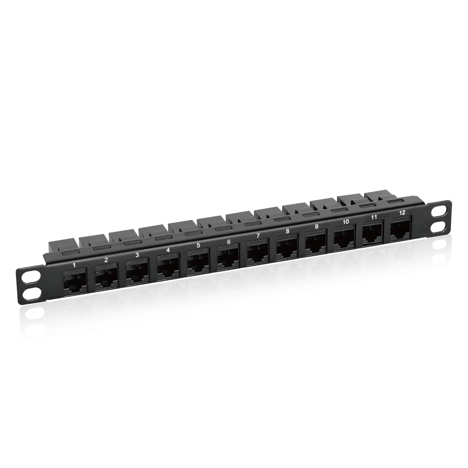 Tecmojo 12-Port Cat6 Patch Panel, 0.5U Rack Mount Modular Panel with ...