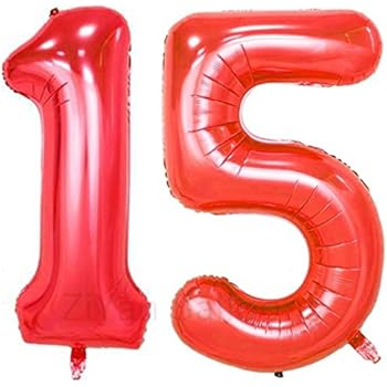 Amazon.com: ZiYan 40inch Red Number 15 Balloon Party Festival ...