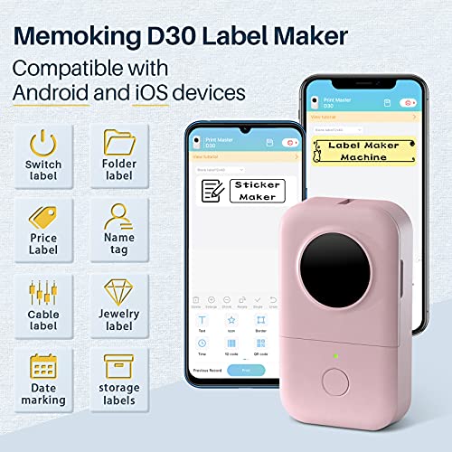Memoking Label Maker Machine D30 Wireless Inkless Label Makers, Small ...
