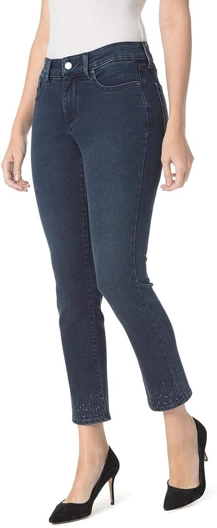 NYDJ Women's Petite Sheri Slim Ankle with Hem Embroidery Jeans, Varick ...