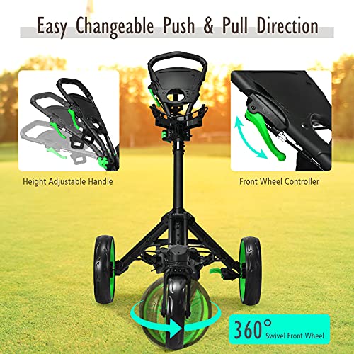 Tangkula Golf Push Cart with 360° Swivel Front Wheel, Aluminum ...
