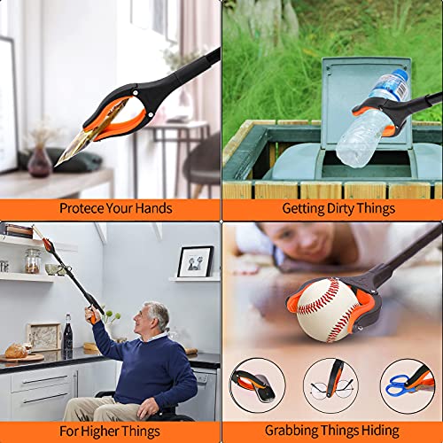 Jellas 2-Pack 32 Inch Grabber Reacher Tool with Magnetic Tip, Reacher Grabber with 360 Degrees ...