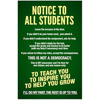 Amazon.com: Classroom Sign Notice to Students Teachers Rules Green ...