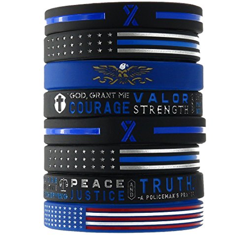 Inkstone (12-Pack) Law Enforcement Silicone Bracelets Assortment ...