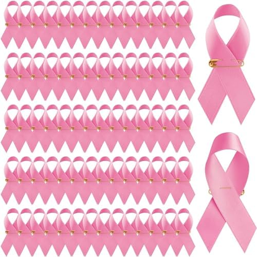 Legigo 100 Pcs Pink Ribbon Pins- Breast Cancer Awareness Lapel Pins ...