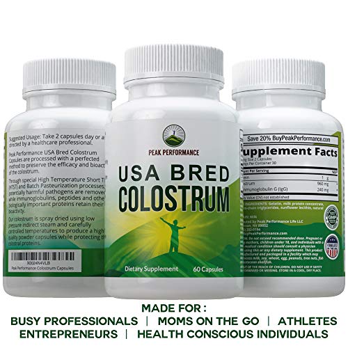 Colostrum Capsules Bred from Clean, Safe, USA Farms by Peak Performance ...