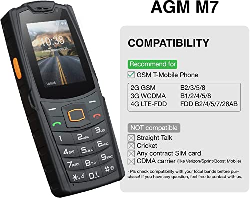 AGM M7 4G Rugged Phone, Large Button Cell Phones for Seniors, Waterproof/Drop-Proof, 2500mAh ...