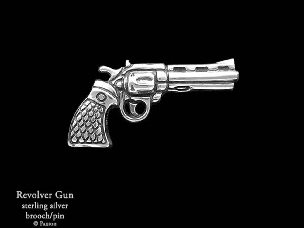 Amazon.com: Revolver Pistol Brooch Pin in Sterling Silver Hand Carved ...
