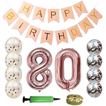 Amazon.com: Rose Gold 80th Birthday Decorations Party Supplies Gifts for Women - Create Unique ...