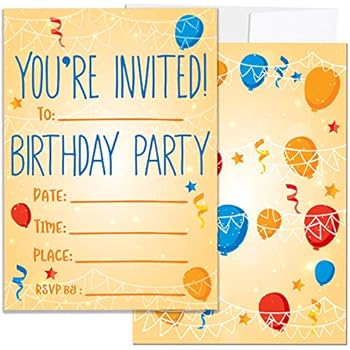 Amazon.com: Birthday Invitations with Envelopes (15 Pack) - Kids ...
