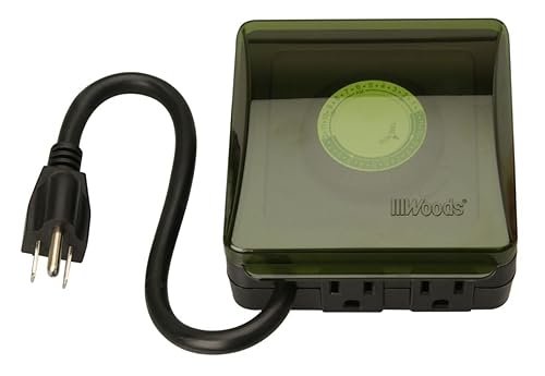 Woods 50012WD Outdoor 24-Hour Heavy Duty Mechanical Plug-In Timer, 2 ...
