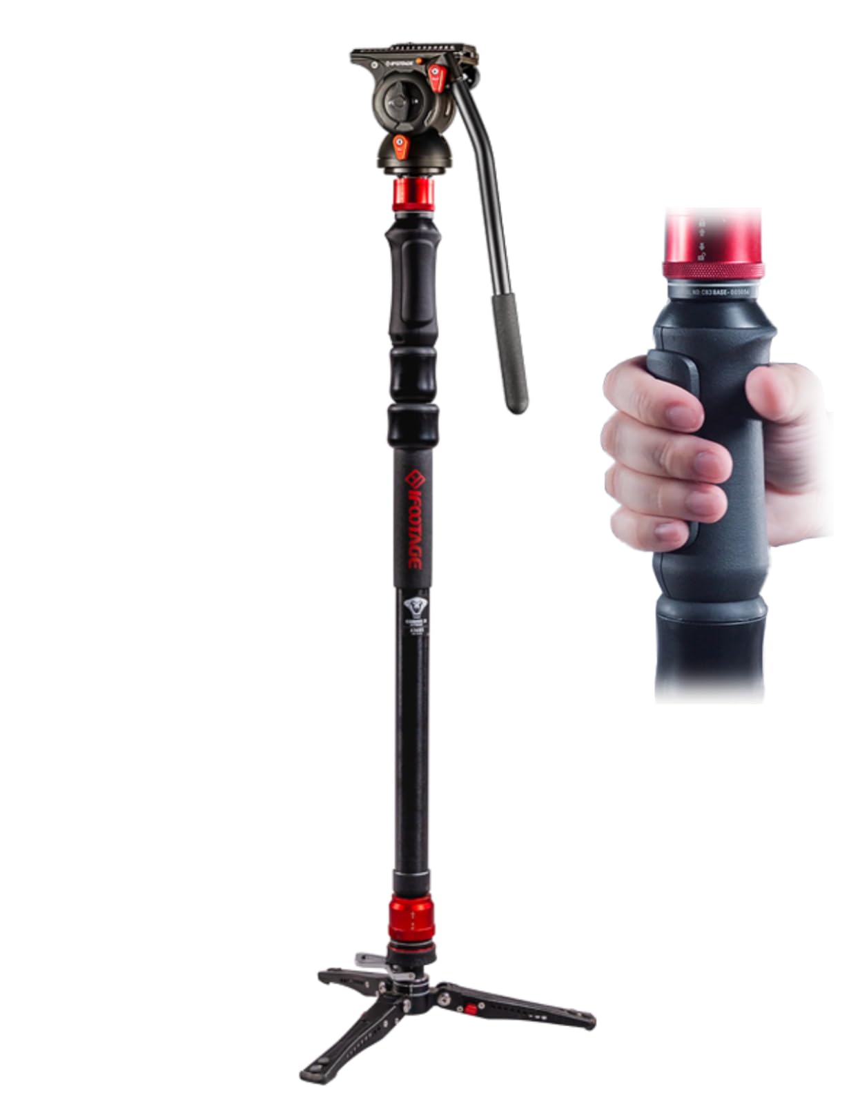 IFOOTAGE Cobra 3 Strike Monopod with Fluid Head K5S, 59" Camera Monopod ...