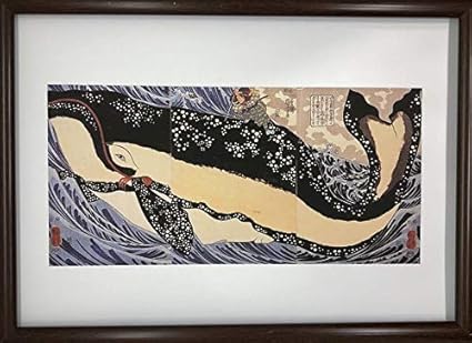 Amazon.co.jp | 歌川国芳 宮本武蔵の鯨退治 A4 ポスター 輸送用 額付き ホビー おもちゃ 名画 グッズ 浮世絵 クジラ 海 ...