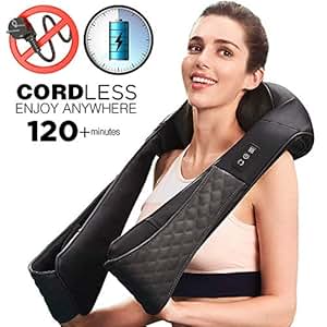 Amazon.com: LiBa Cordless Shiatsu Neck Shoulder Back Massager with Heat ...