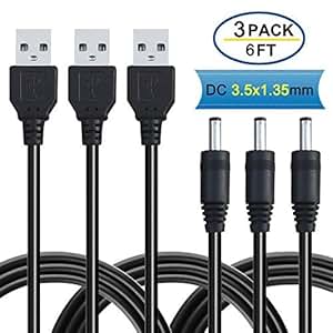 Amazon.com: Abeewell 3Pack 6FT 5V DC Power cord USB to DC 3.5mm x 1 ...