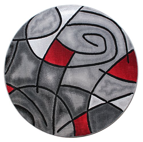 Amazon.com: Masada Rugs, Modern Contemporary Round Area Rug, Red Grey ...