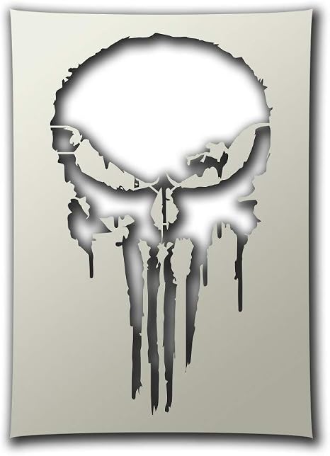 PixieBitz The Punisher Pain Style Skull Stencil - A4 Airbrush, Sponging ...