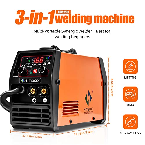 HITBOX Mig Welder ARC Lift Tig Mig Gasless Dual Voltage 110V/220V 140A Gas/Gasless Flux Core ...