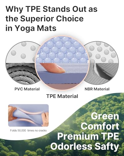 YOTTOY Yoga Mat, 72"x 32"x1/3" Extra Wide Non-Slip Exercise Fitness ...