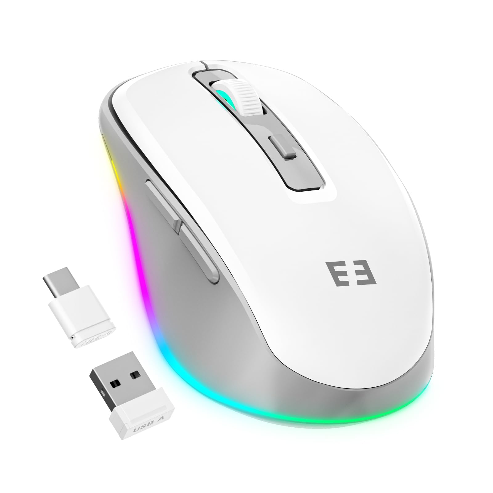 seenda Wireless Mouse, Type C Mouse with Jiggler - Light Up USB C Mouse ...