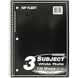 Amazon.com : Top Flight 2be Poly Cover Twin Wire 3-Subject Notebook ...