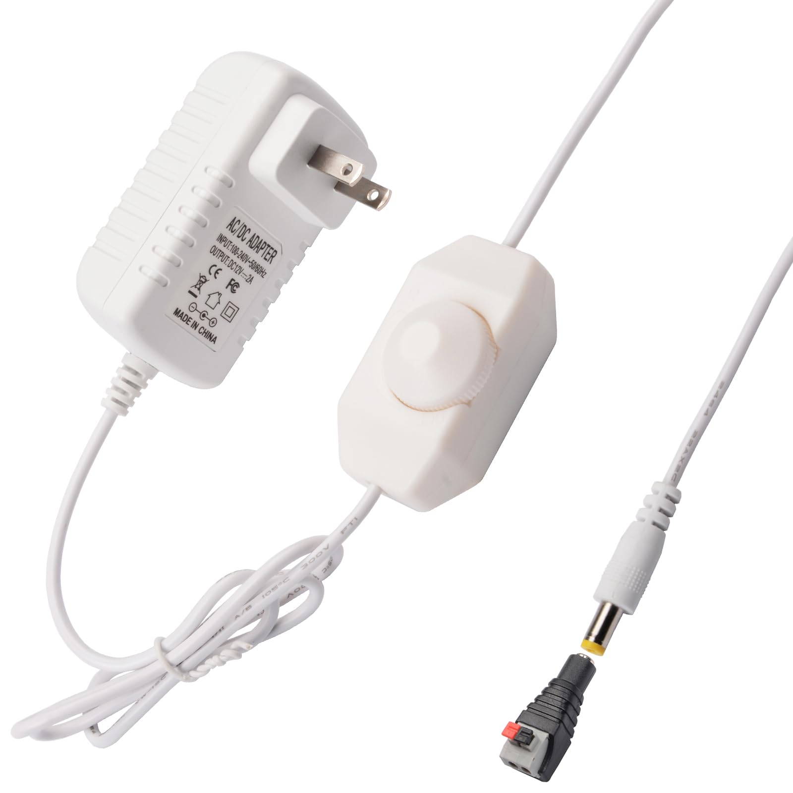 Scpopfer DC12V 2A Plug-in Dimmer Switch 110-240V AC to DC Converter ...