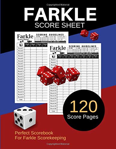 Farkle Score Sheet: Perfect Scorebook For Farkle Scorekeeping ,Farkle ...