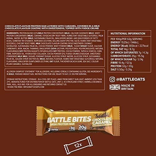 Battle Bites High Protein and Low Carb/Sugar Bars 12 x 62 g – Chocolate ...