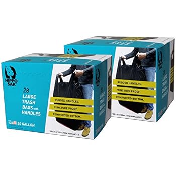 Amazon.com: Hippo Sak 30 Gallon Large Trash Bag with Handles 56 Bags ...