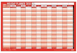 Tallon 2018 STAFF HOLIDAY WALL PLANNER LAMINATED with PEN and COLOUR ...
