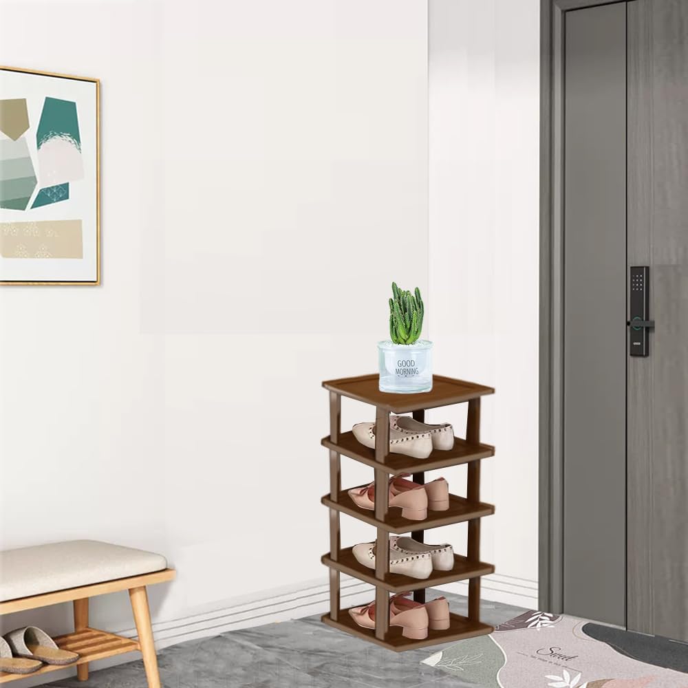 CinYana Bamboo Vertical Shoe Rack for Entryway,Narrow Shoe Rack ...