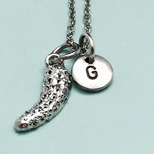 Amazon.com: Pickle necklace, pickle charm, food necklace, personalized ...
