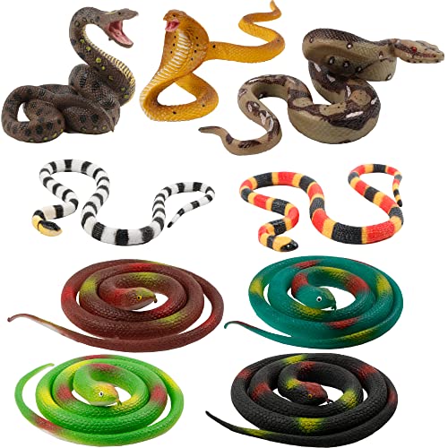 OCTERIC 9 Pieces Realistic Fake Snakes Rubber Snakes Toys for Pranks ...