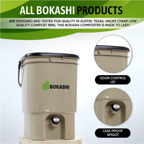 Bokashi Compost Starter Kit - Includes 2 Airtight Bins, Masher ...