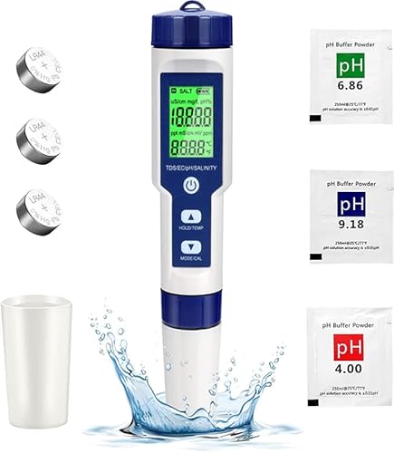 5 in 1 PH Meter,PH/TDS/EC/Salinity/Temp Meter for Water, High Accuracy ...