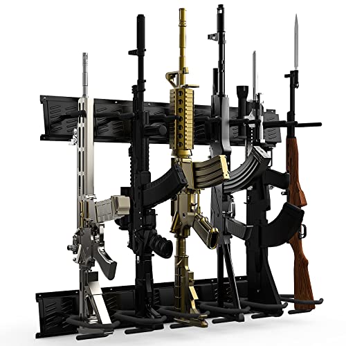 Mimoke Indoor Gun Racks Wall Mount Adjustable Rifle Rack Storage Heavy ...
