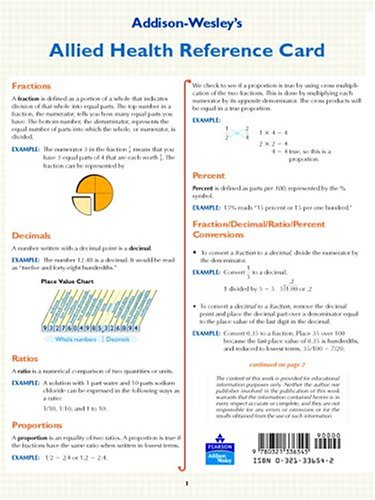 Math for Allied Health Study/Reference Card: Forshier, Steve ...