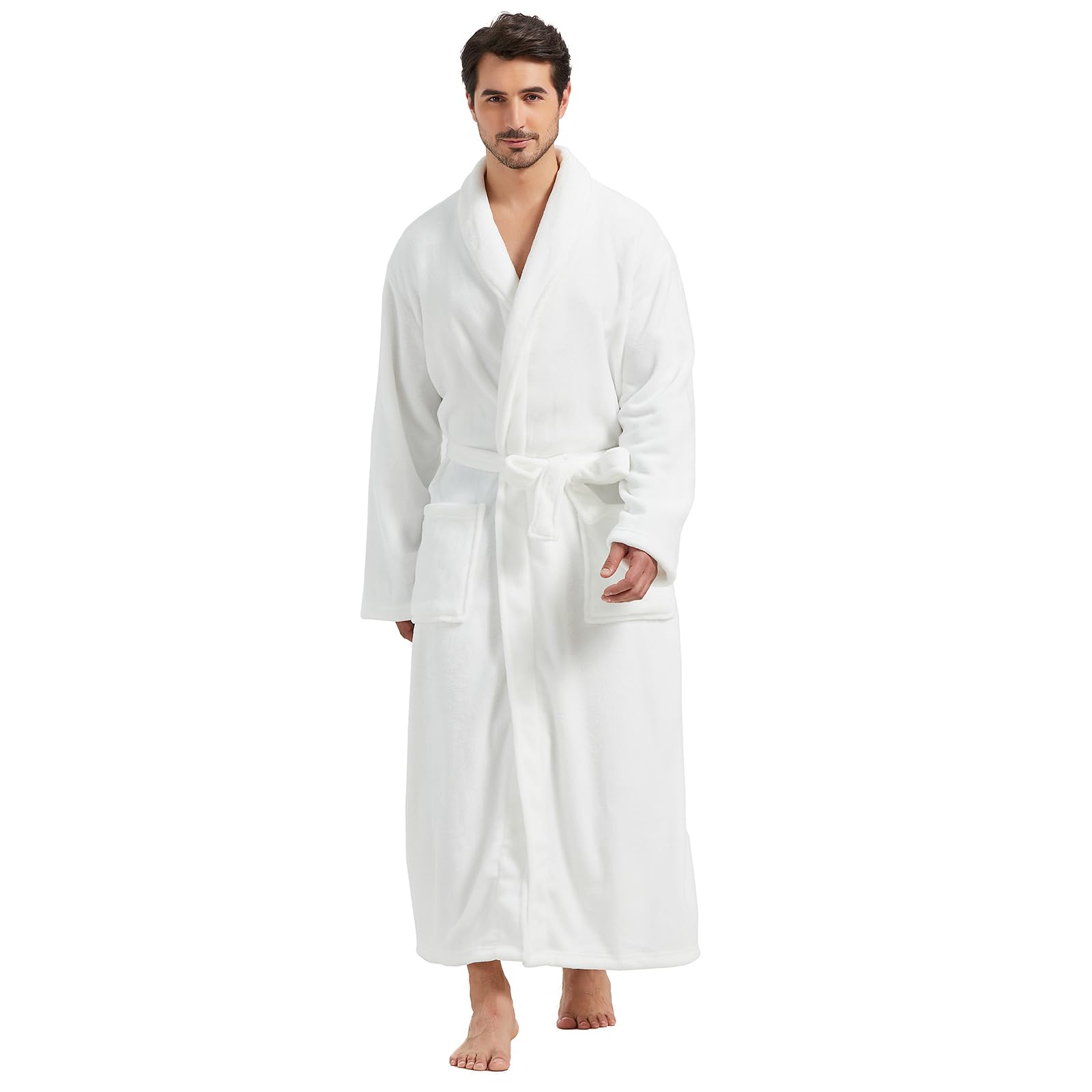 FashGudim Mens Robes Big and Tall Full Length Plush Fleece Long Robe ...