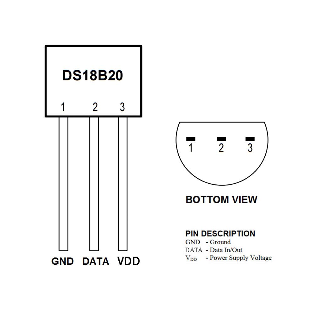 DS18B20 Temperature Sensor, Dallas 18B20 DS1822 TO-92 Digital ...