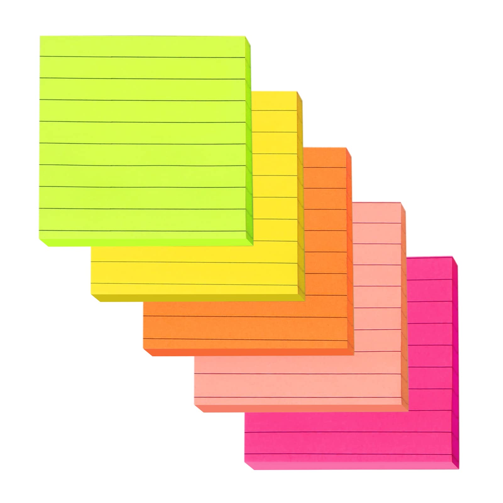 Skycase Sticky Notes, 5 Pads Colored Lined Sticky Notes,3x3 inch Sticky ...