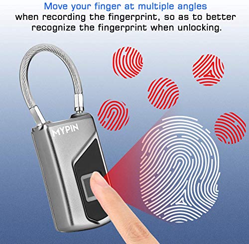MYPIN Fingerprint Lock With Key Backup Smart Keyless Waterproof Fingerprint Padlock Ideal For 