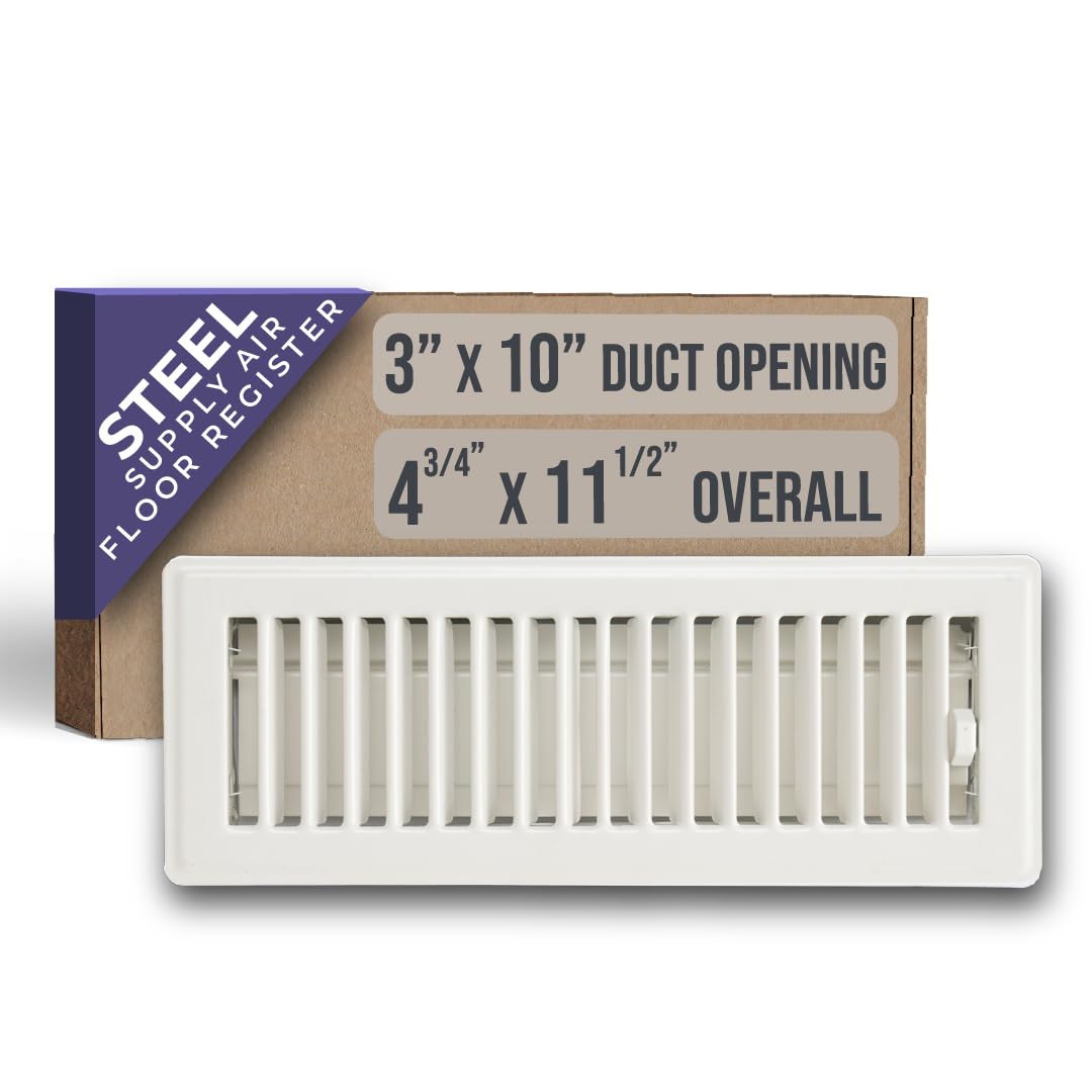 Fits 3x10 and 10x3 Duct Opening | Floor Register with Louvered Design ...