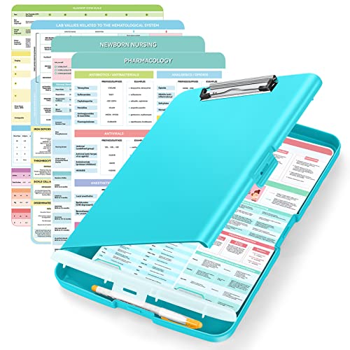 Sooez Nursing Clipboard & 9 Cheat Sheets, High Capacity Nurse Clipboard ...