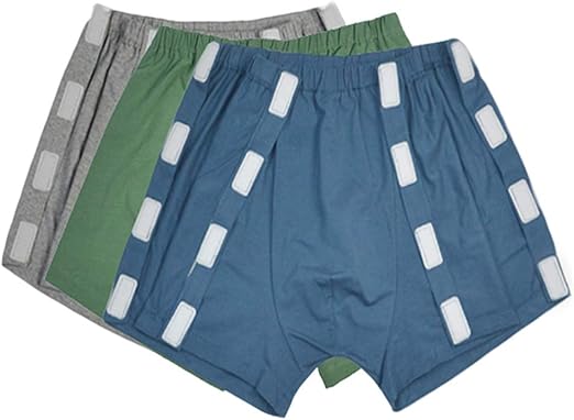 Exclen Mens Easy Adaptive Underwear Boxer with Magic Stick Closure ...