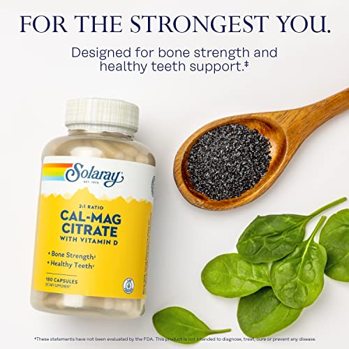 SOLARAY Calcium & Magnesium Citrate 2:1 Ratio w/Vitamin D-3, Healthy Bones, Muscle & Nervous ...