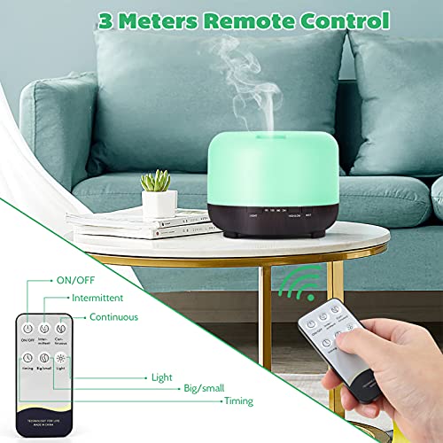Essential Oil Diffuser, RENWER 500ml Remote Control Diffusers for ...