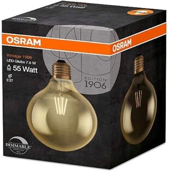 Osram Vintage Edition 1906 Ampoule LED à Filament - Culot E27 - Forme Globe 125mm Or Ambrée ...