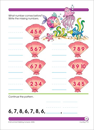 School Zone - Counting 1-10 Workbook - 32 Pages, Ages 3 to 5, Preschool ...