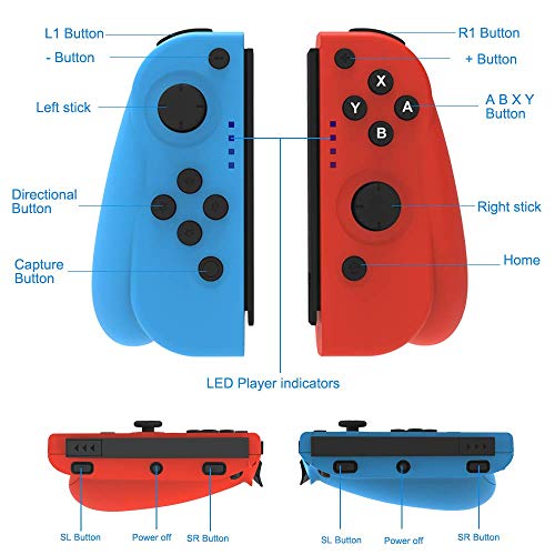 Joytorn Joy Pad Wireless Controllers for Nintendo Switch,Small Grip ...
