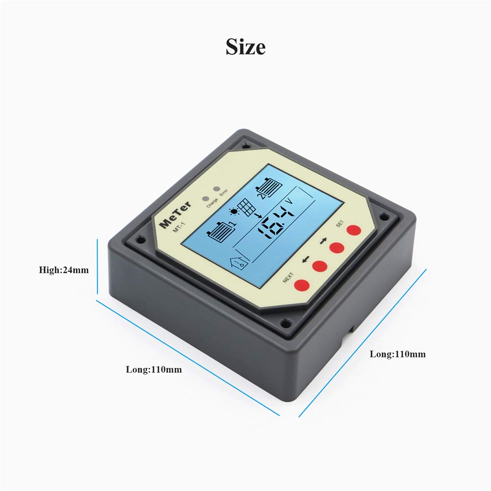 EPEVER Remote Meter for Duo-Battery Solar Charge Controller with 10 Meter Cable for EPIPDB-COM ...